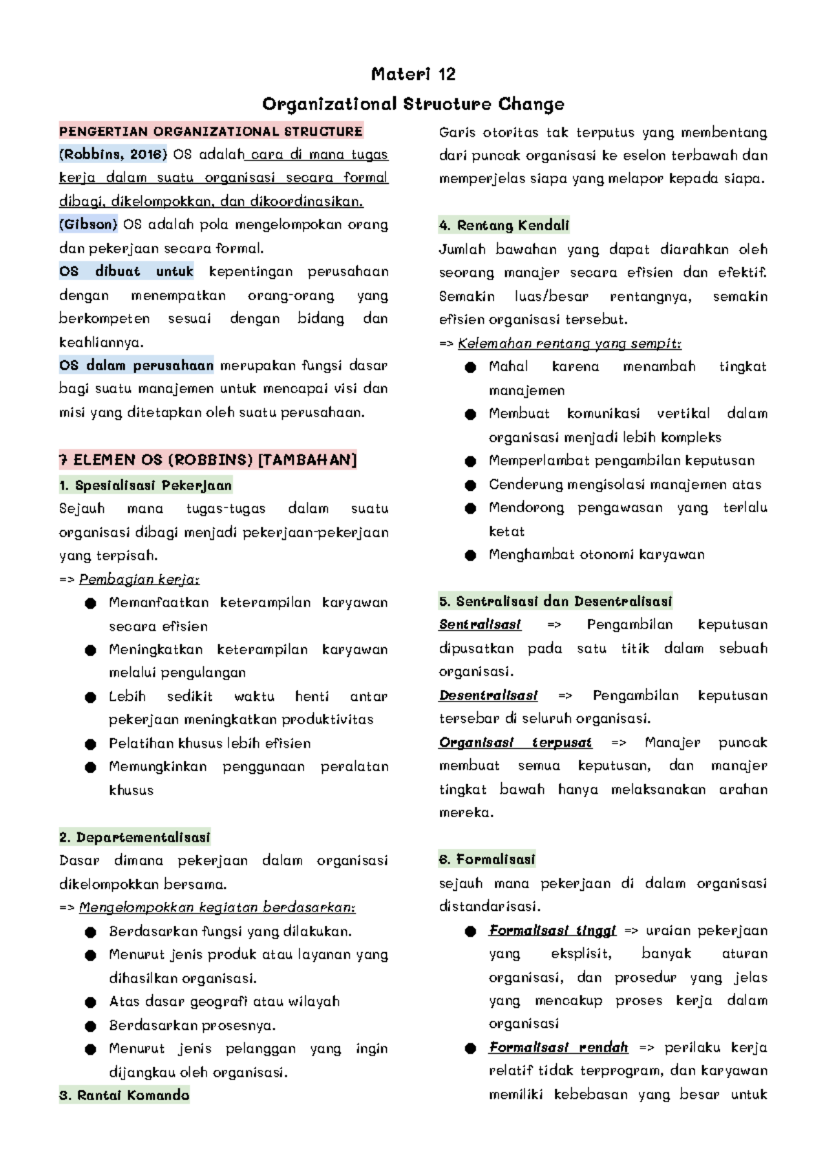 Organizational Structure Change: Insights and Elements شرح - Studocu