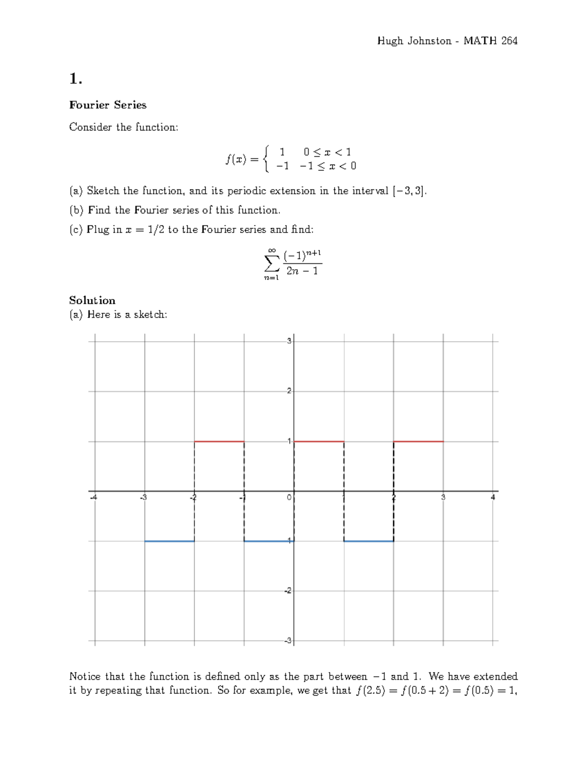 Fourier Series Analysis and Solutions for MATH 264 - Studocu