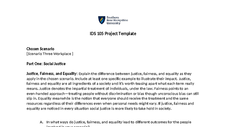 IDS 105 Project Template: Social Justice, Fairness, and Equality ...