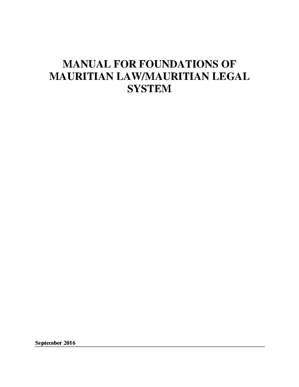 Foundations of Mauritian Law - MANUAL FOR FOUNDATIONS OF MAURITIAN LAW ...