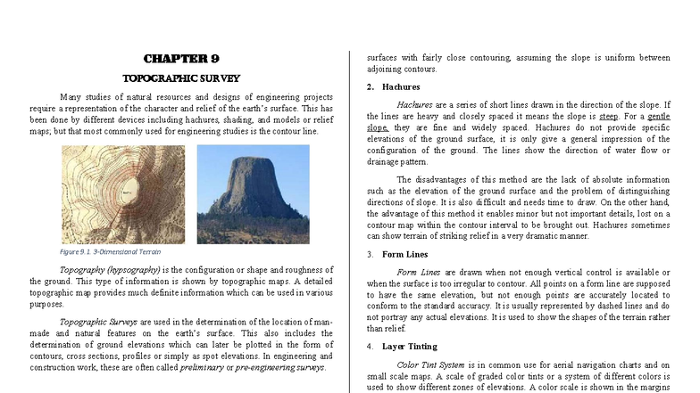 CHAPTER 9 TOPOGRAPHIC SURVEY: METHODS & REPRESENTATIONS - Studocu