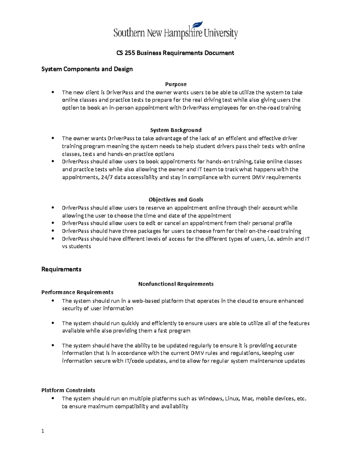 Cs 255 Project Two System Design Document Template - Studocu