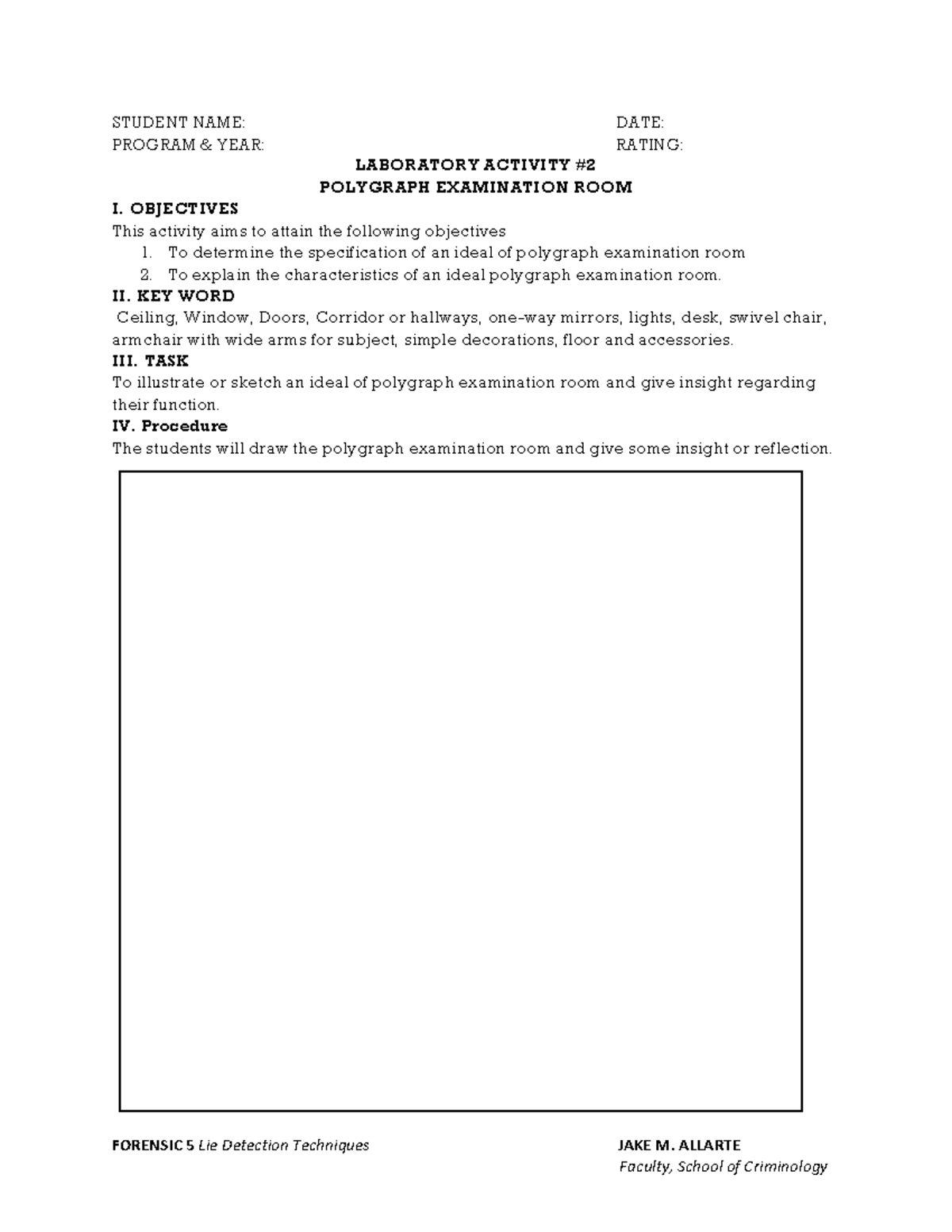 Lab Activity 2: Forensic 5 Polygraph Examination Room Design - Studocu