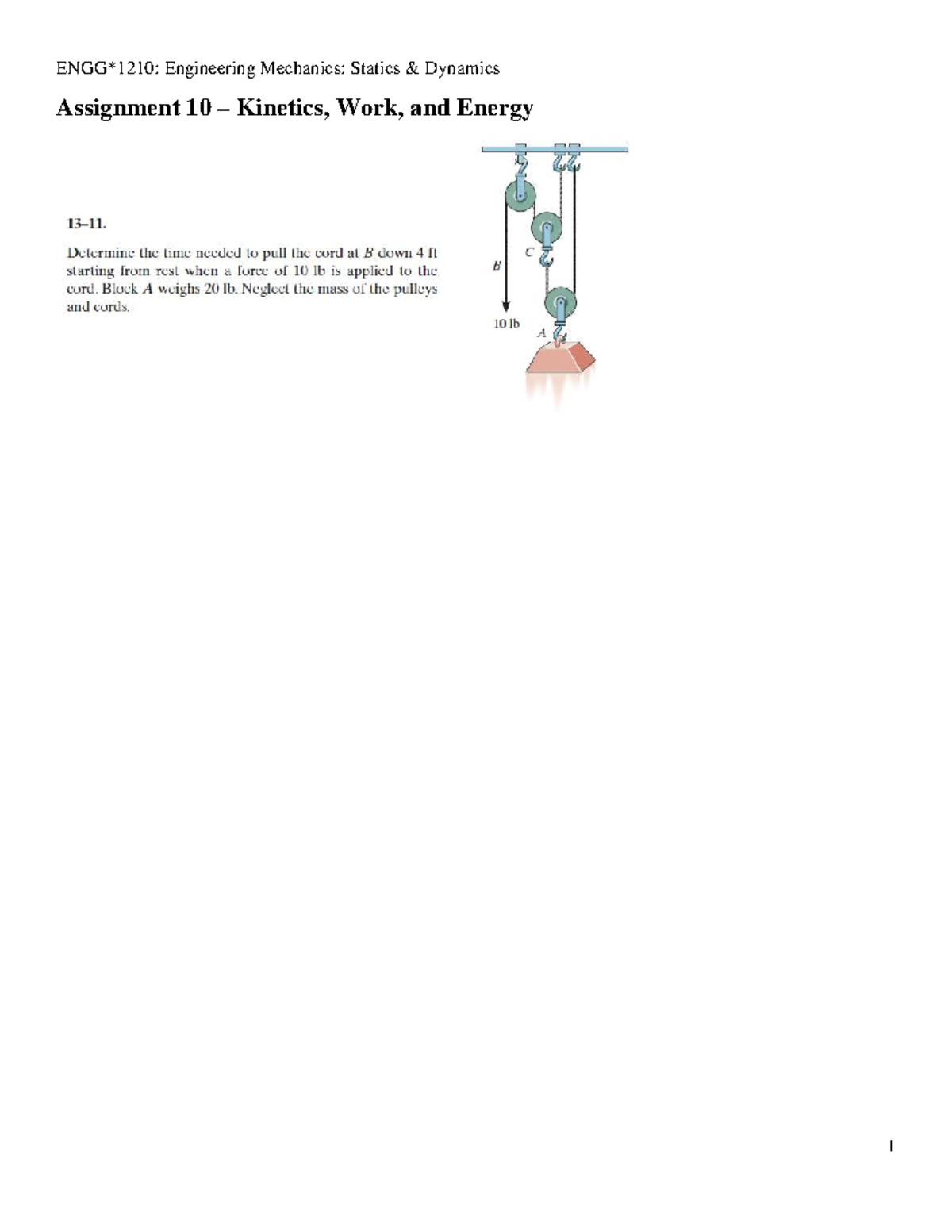 Assignment 10 - Kinetics work energy - Basic Mathematics For ...