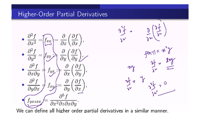 MATH Multivariable Calculus: Lecture 19 on Higher Order Partial Derivatives - Studocu
