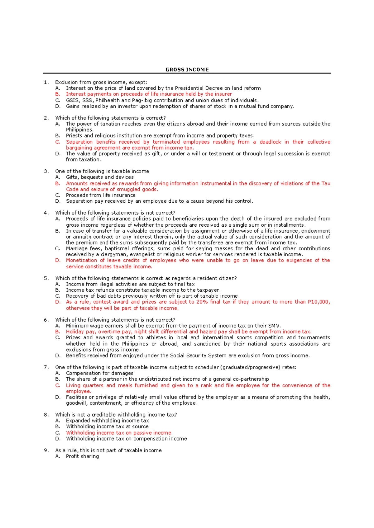 2. Gross income inclusion and exclusion (Handout and Problems) psba ...