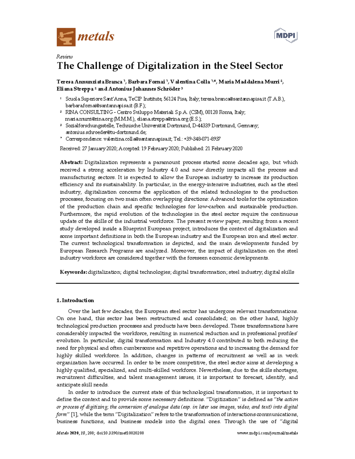 The Challenge of Digitalization in the Steel Sector: Insights and ...