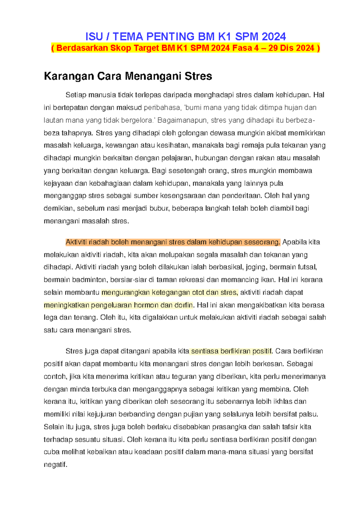 BM K1 SPM 2024: Cara Menangani Stres dan Buli Siber di Kalangan Pelajar ...