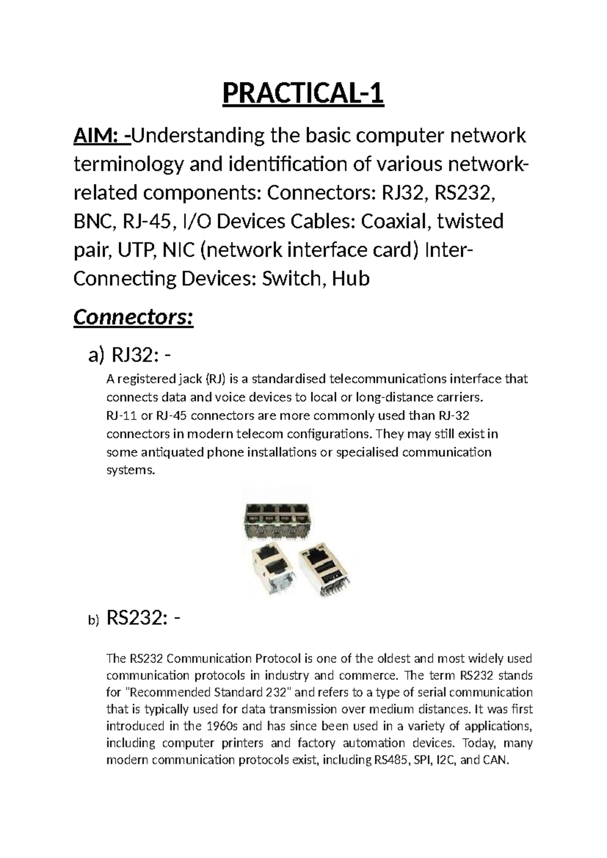 Practical 1 - PRACTICAL- AIM: -Understanding the basic computer network ...