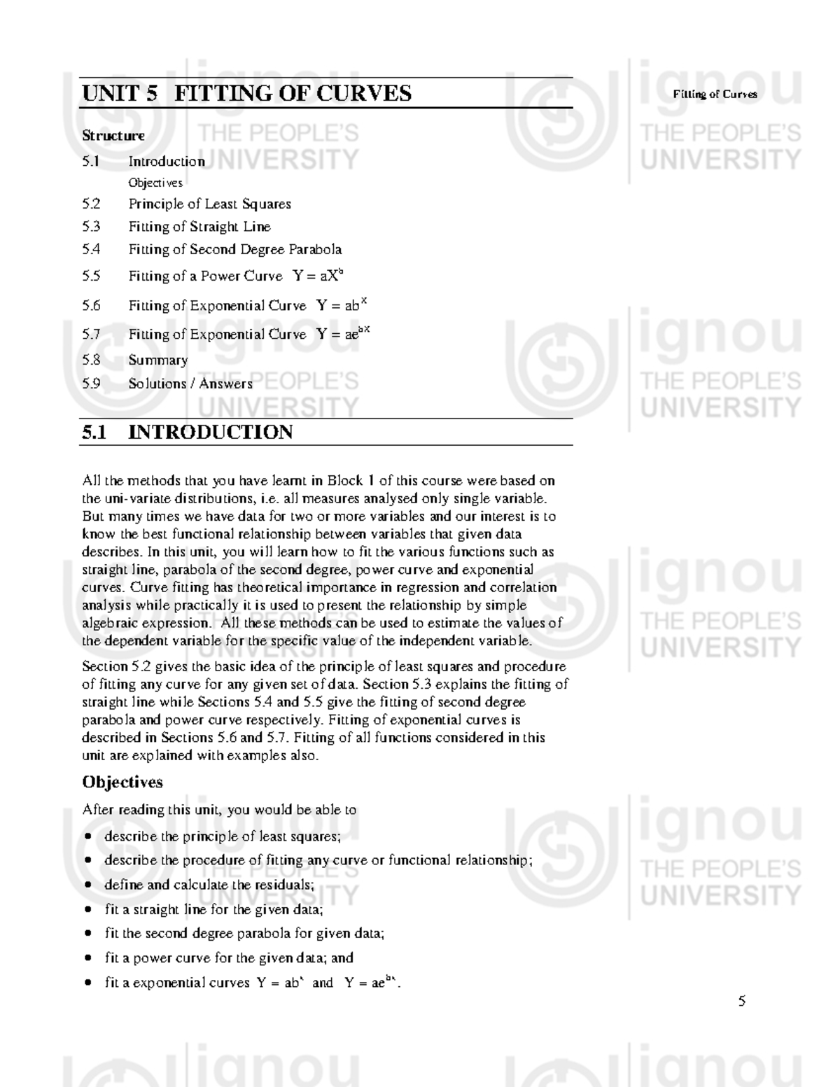 Unit 5: Fitting of Curves - Methods and Applications - Studocu