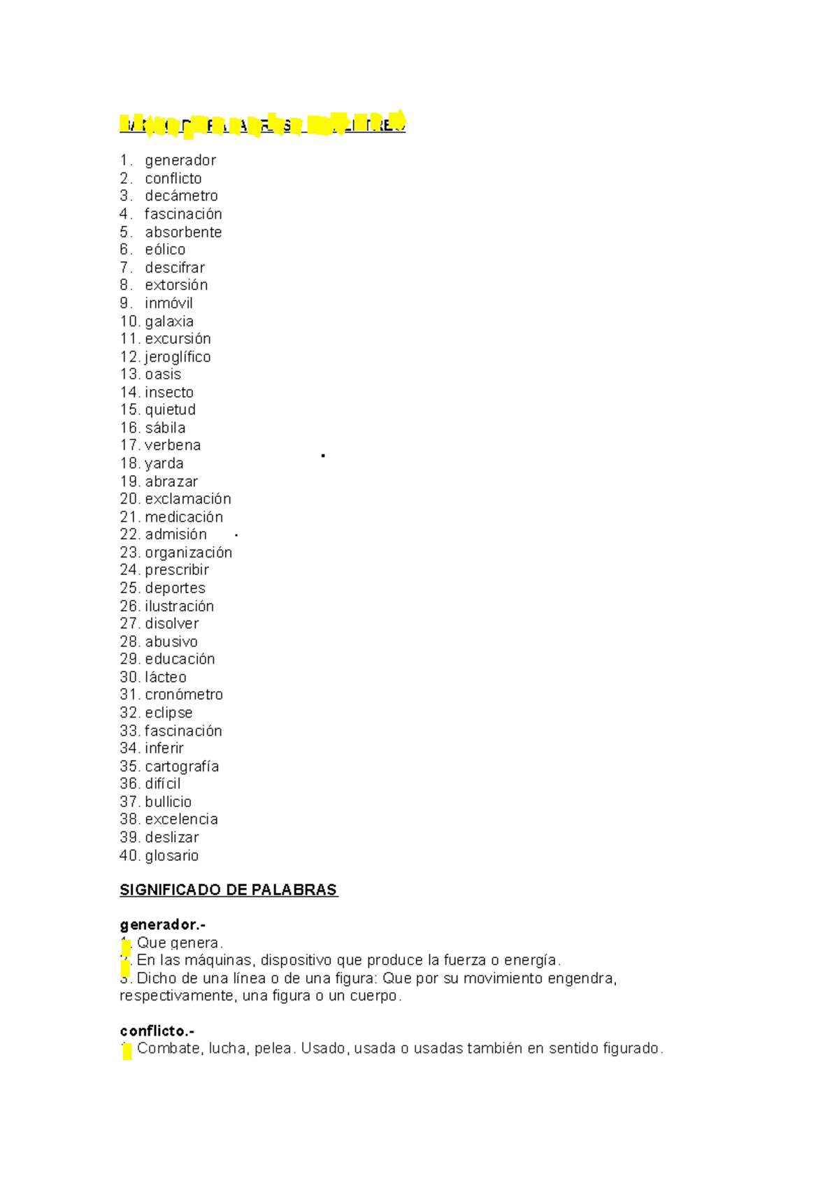 Banco DE Palabras Deletreo - BANCO DE PALABRAS - DEELETREO generador ...
