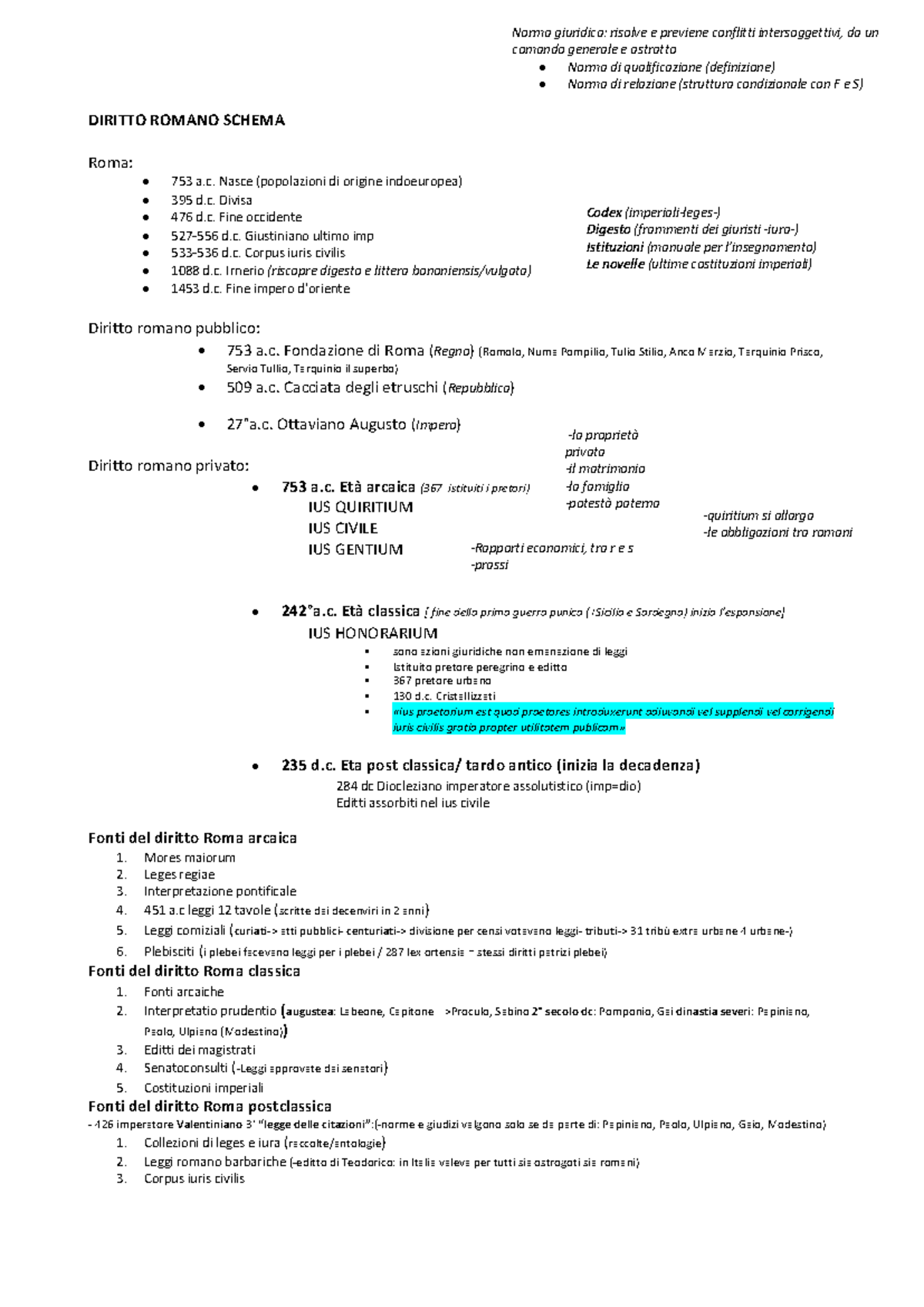 Schema diritto romano - DIRITTO ROMANO SCHEMA Roma: 753 a. Nasce ...