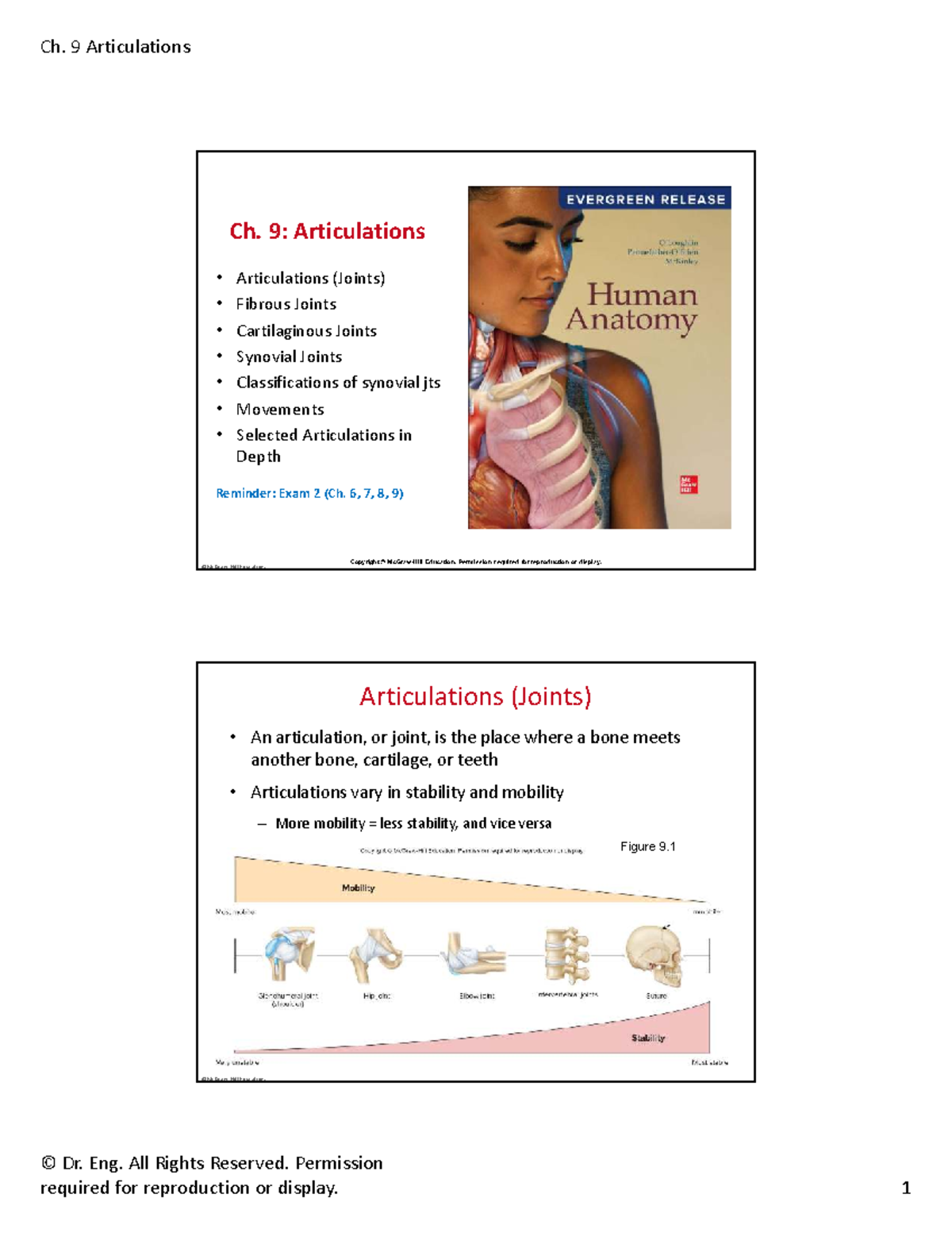 Ch. 9: Articulations & Joint Classification Overview for Exam 2 - Studocu