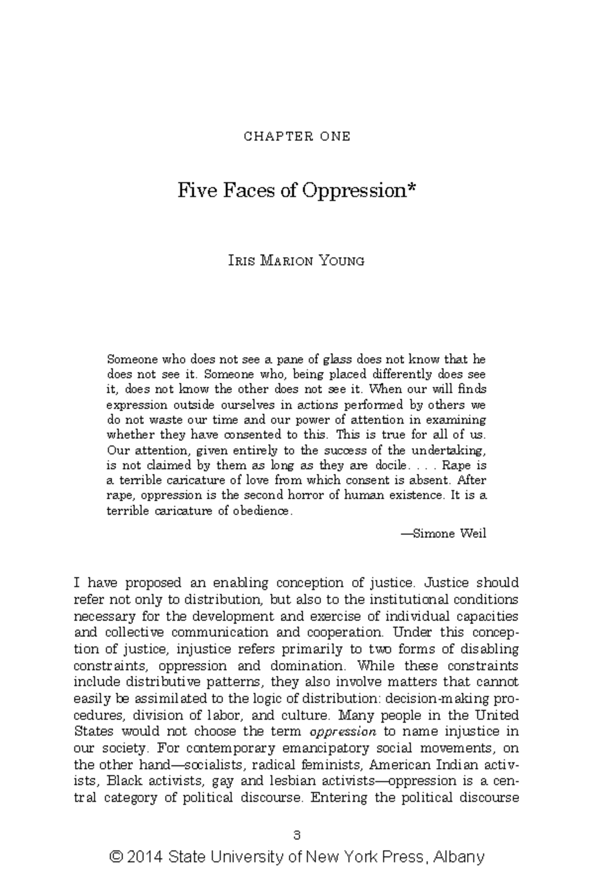 C HA PT E R ONE: Five Faces of Oppression - Analyzing Structural ...