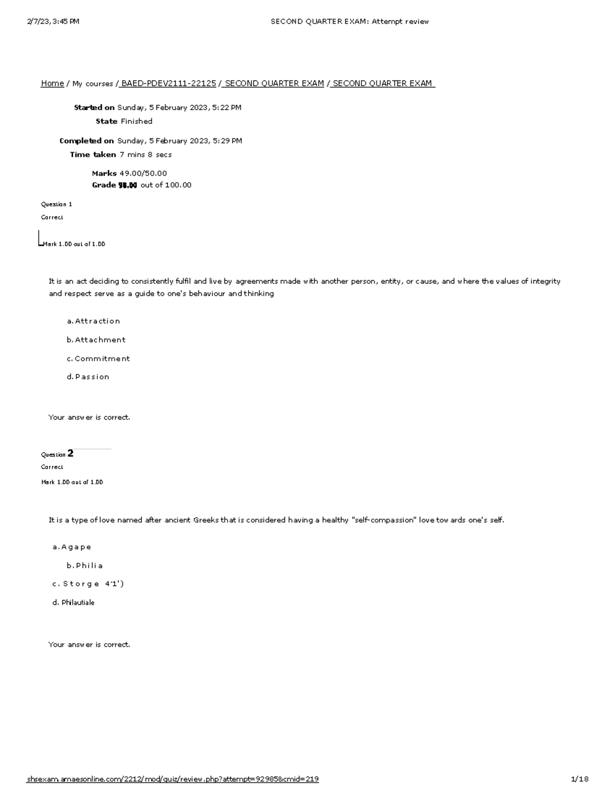 003 PDEV2111-Personal Development Second Quarter Exam Review - Studocu