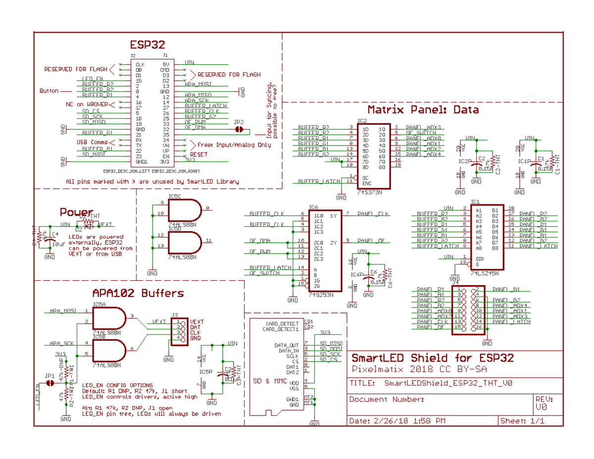 SmartLED Shield ESP32 THT V0 Schematic Diagram and Pinout Guide - Studocu