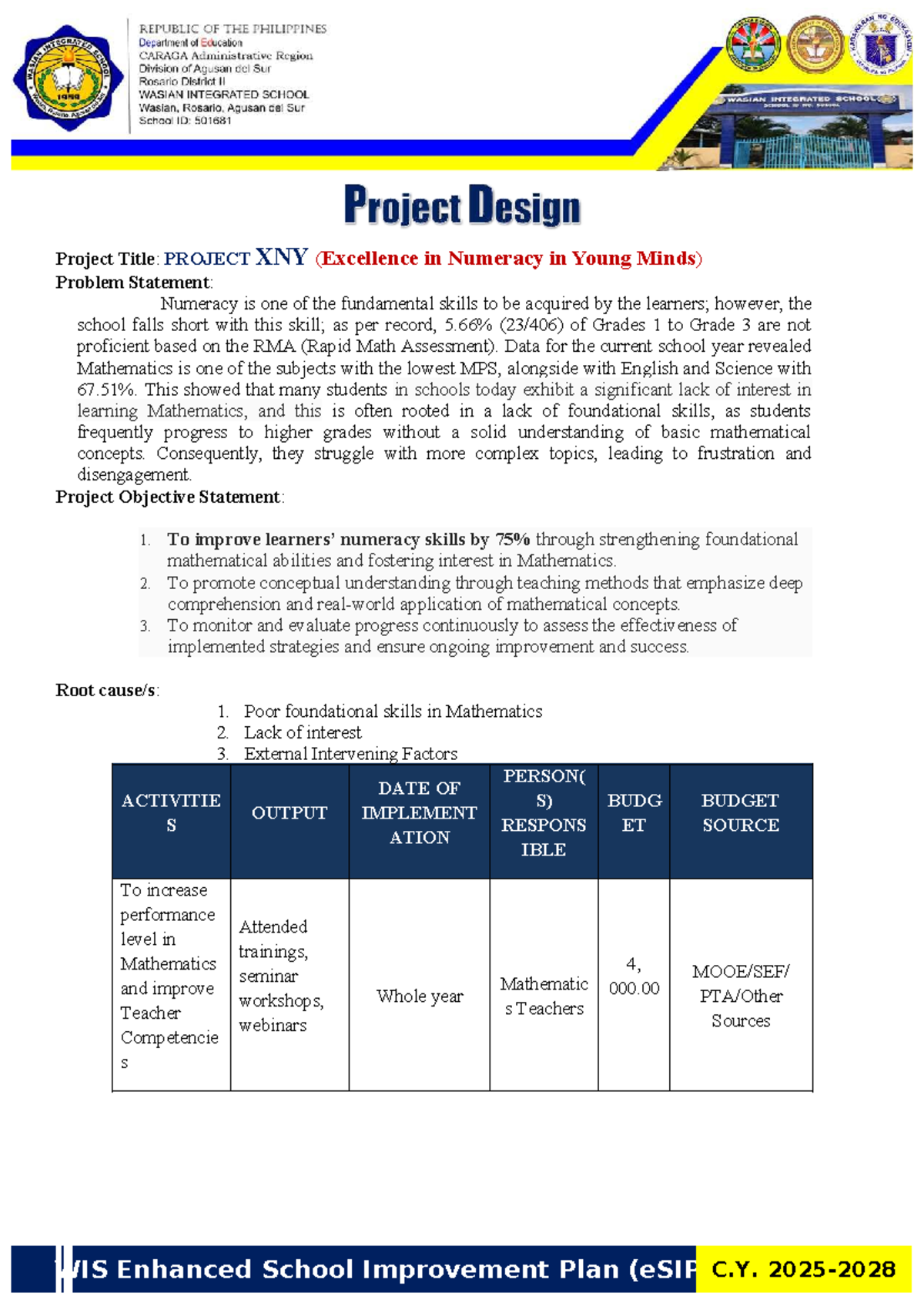 Project XNY-School Mathematics Program-Project Design - WIS Enhanced ...