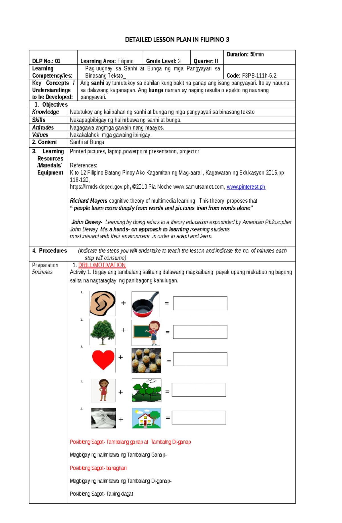 DLP in Filipino 3: Sanhi at Bunga ng mga Pangyayari - Studocu