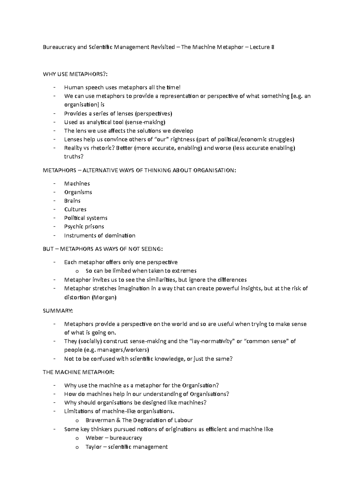 8. Lecture 8: Bureaucracy & Scientific Management - Exploring the ...