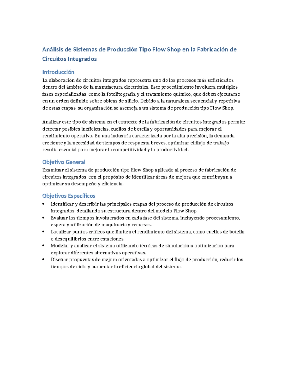Análisis del Sistema Flow Shop en la Fabricación de Circuitos ...