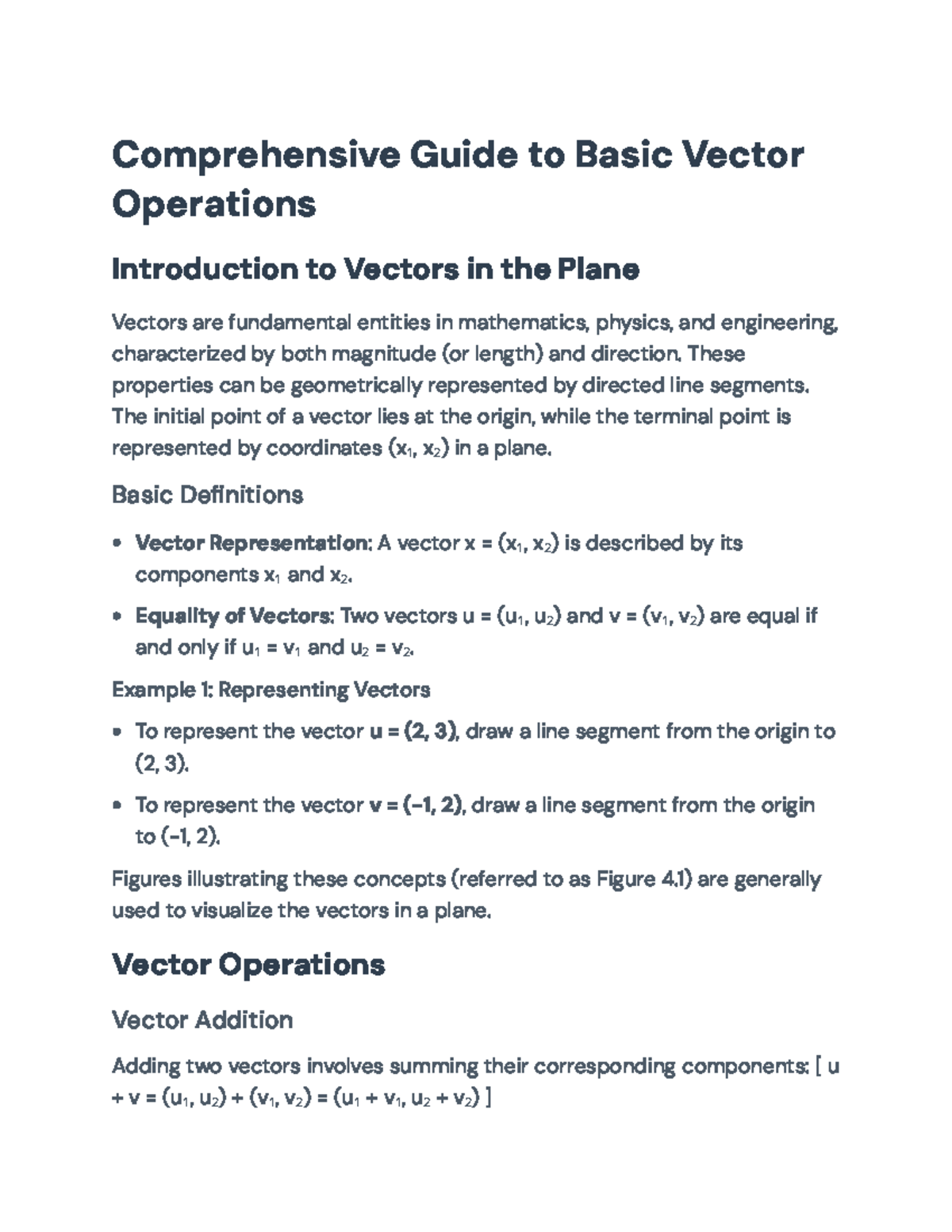 Basic Vector Operations and Geometric Representations - Comprehensive Guide to Basic Vector ...