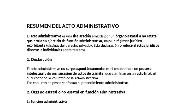 Resumen del Acto Administrativo: Clasificación y Efectos Jurídicos - Studocu