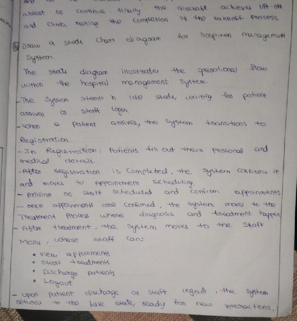 OOAD - Hospital Management System State Chart Diagram - Studocu