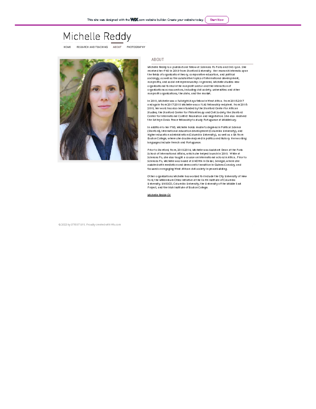 Michelle Reddy - CV Resumé of a Postdoctoral Fellow at Sciences Po ...