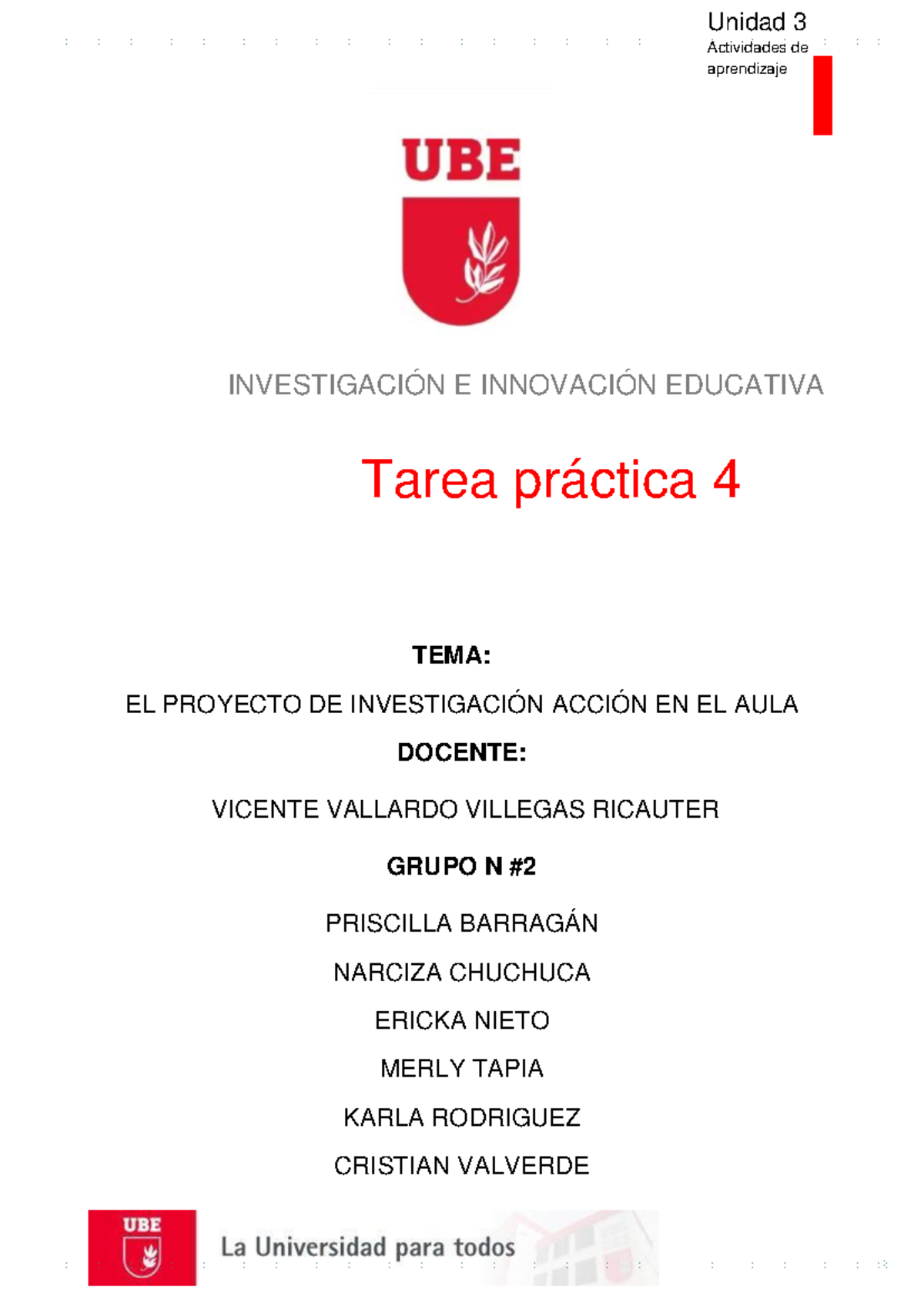 Tarea Práctica 4 - Investigación Acción en el Aula (CCNN 5to Básico) - Studocu