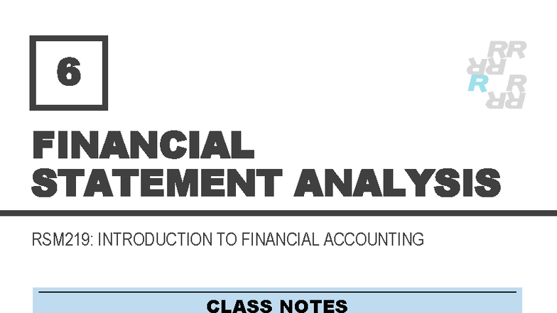 Class 6 RSM219: Financial Statement Analysis - Comprehensive Notes ...