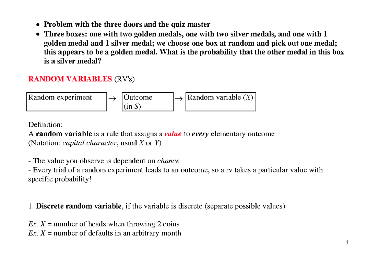 Statistics Lecture 2B: Probability and Random Variables Overview ...