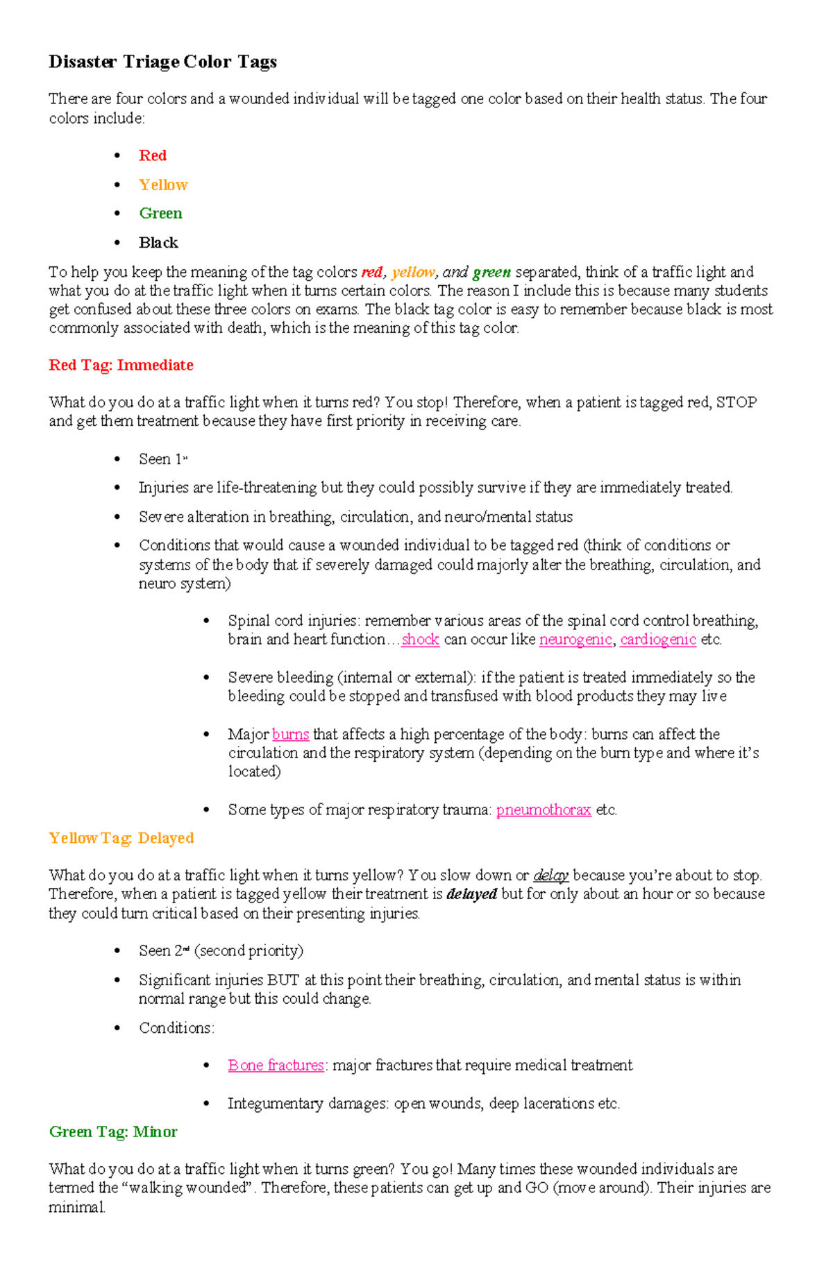 Disaster-Tagging - notes from class - Disaster Triage Color Tags There ...