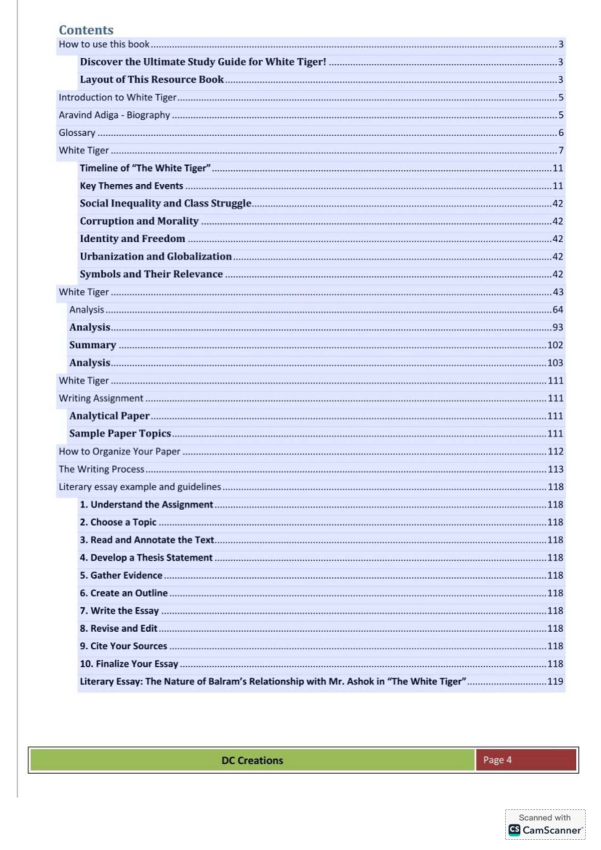White Tiger Study Guide: Themes, Characters, and Analysis - Studocu