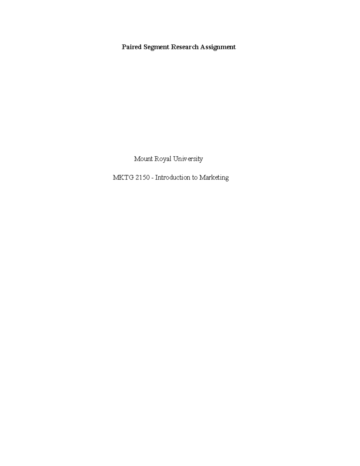 MKTG 2150 - Paired Segment Research on Outdoor Sunglasses for Gen X ...