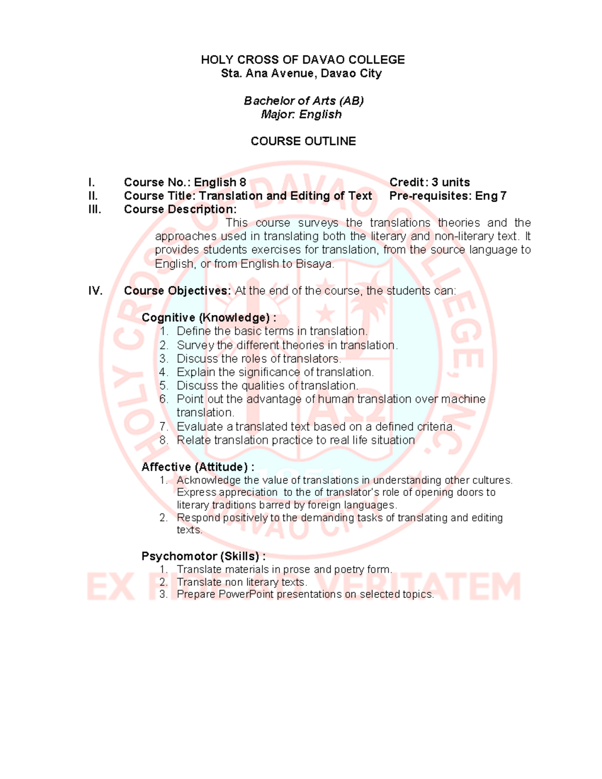 Eng 8 Translation and Editing of Text - General Education Course - Studocu