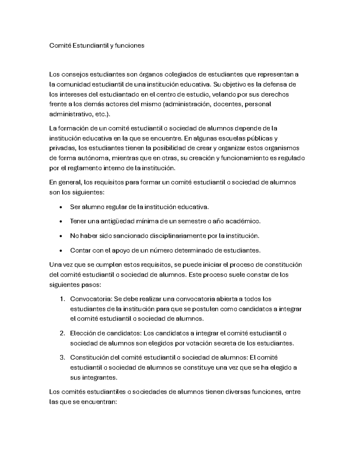 Reglamento y Funciones del Comité Estudiantil en UTT - Studocu