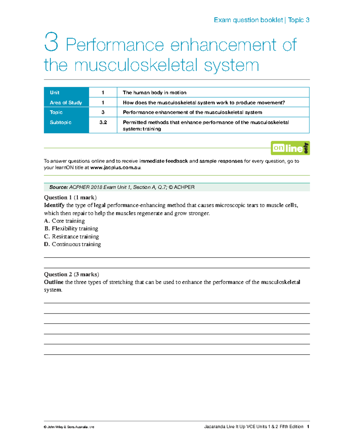 Chapter 3 Practice Exam PE: Performance Enhancement of Musculoskeletal ...