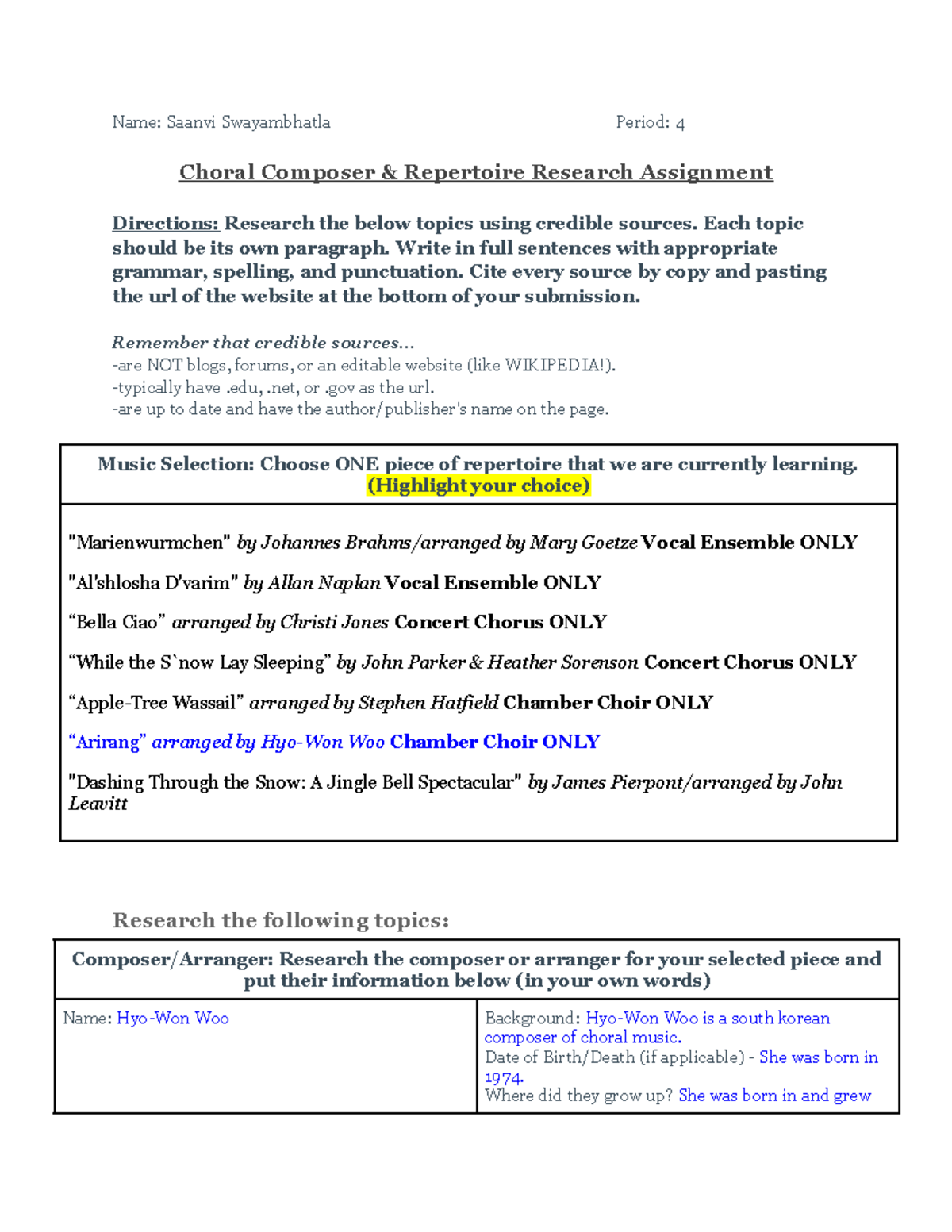 Saanvi Swayambhatla Choral Composer & Repertoire Research Assignment ...