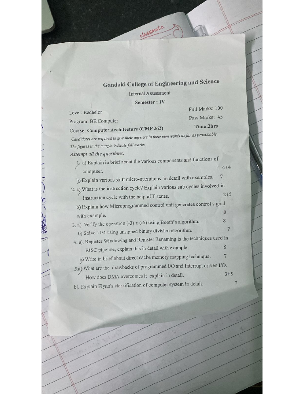 CMP 262 Internal Assessment: Computer Architecture IV Semester - Studocu