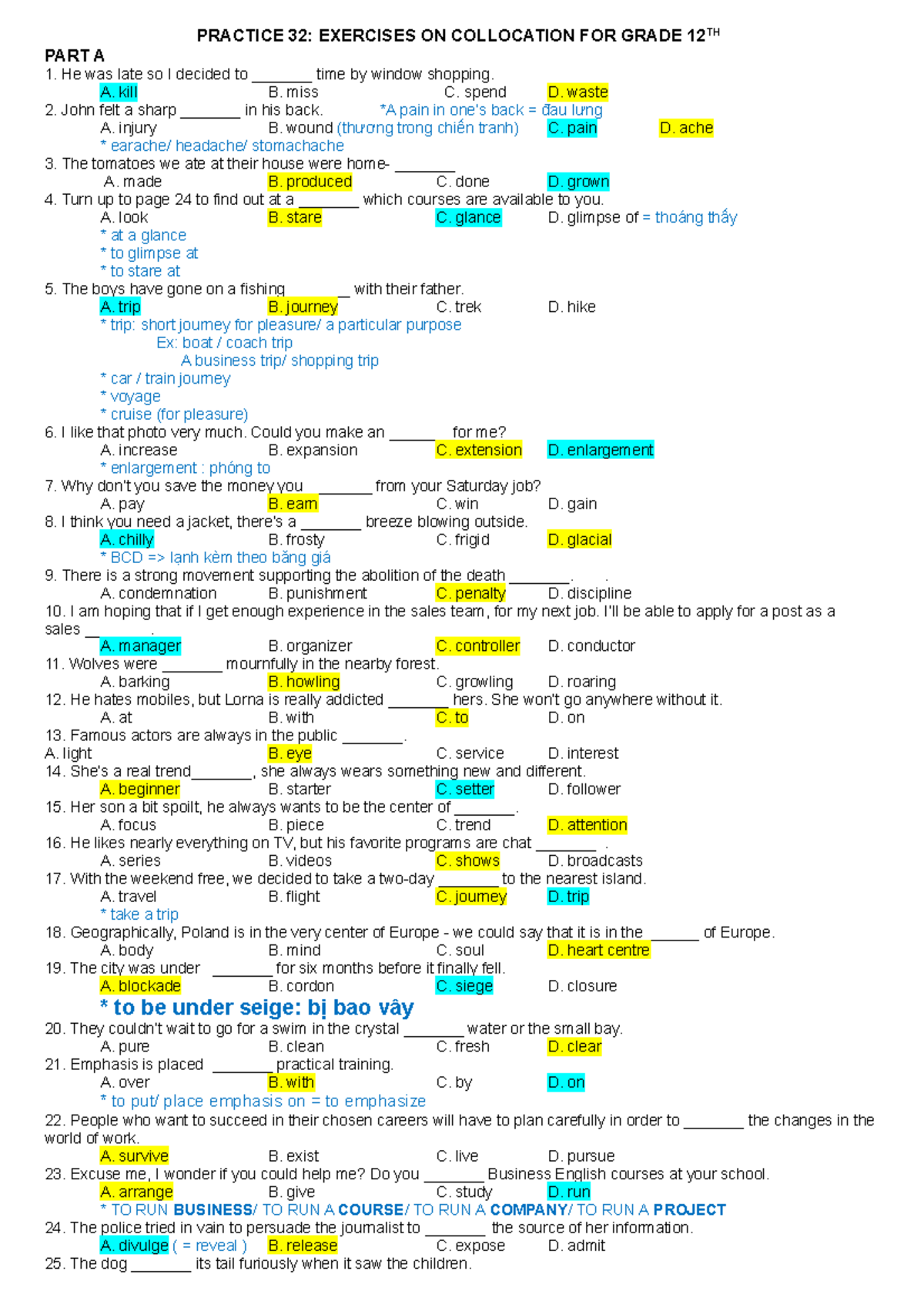 Practice-31- Exercises-ON- Collocation - PRACTICE 32: EXERCISES ON ...