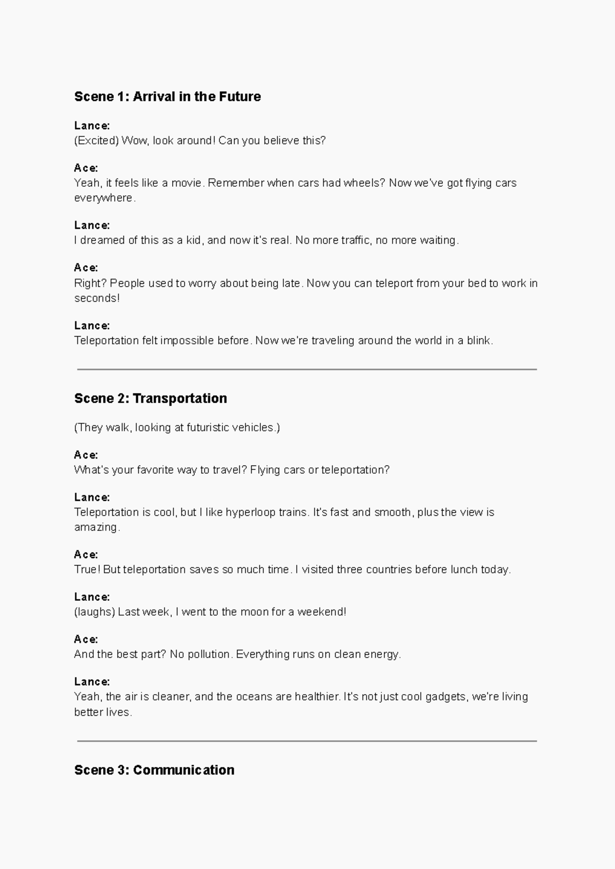 Future Innovations: A Script on Transportation & Health in STS - Studocu