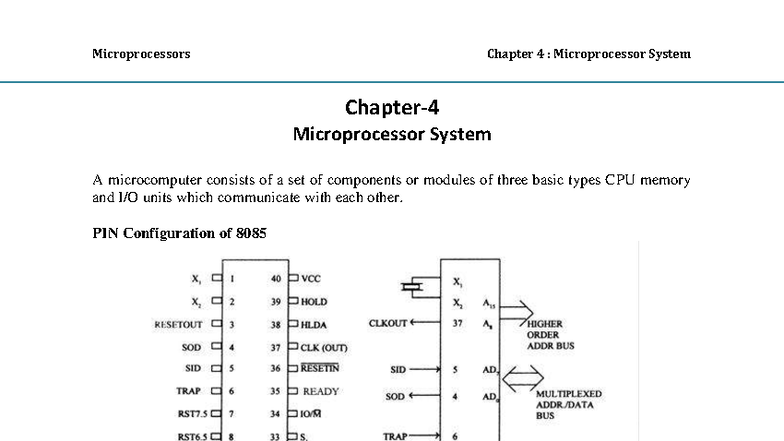 Microprocessors (CSE101) Chapter 4: Microprocessor System Overview - Studocu