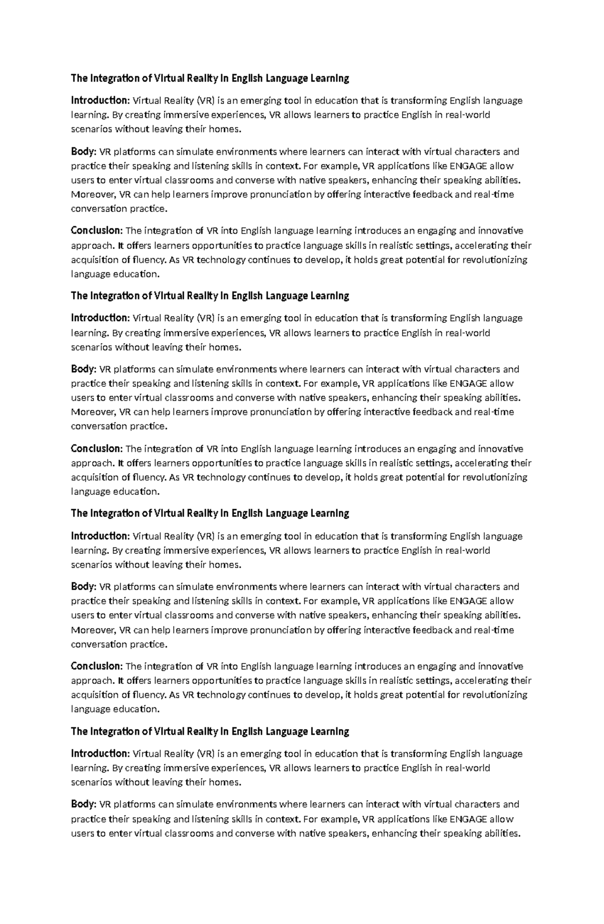 The Integration of Virtual Reality in English Language Learning - The ...