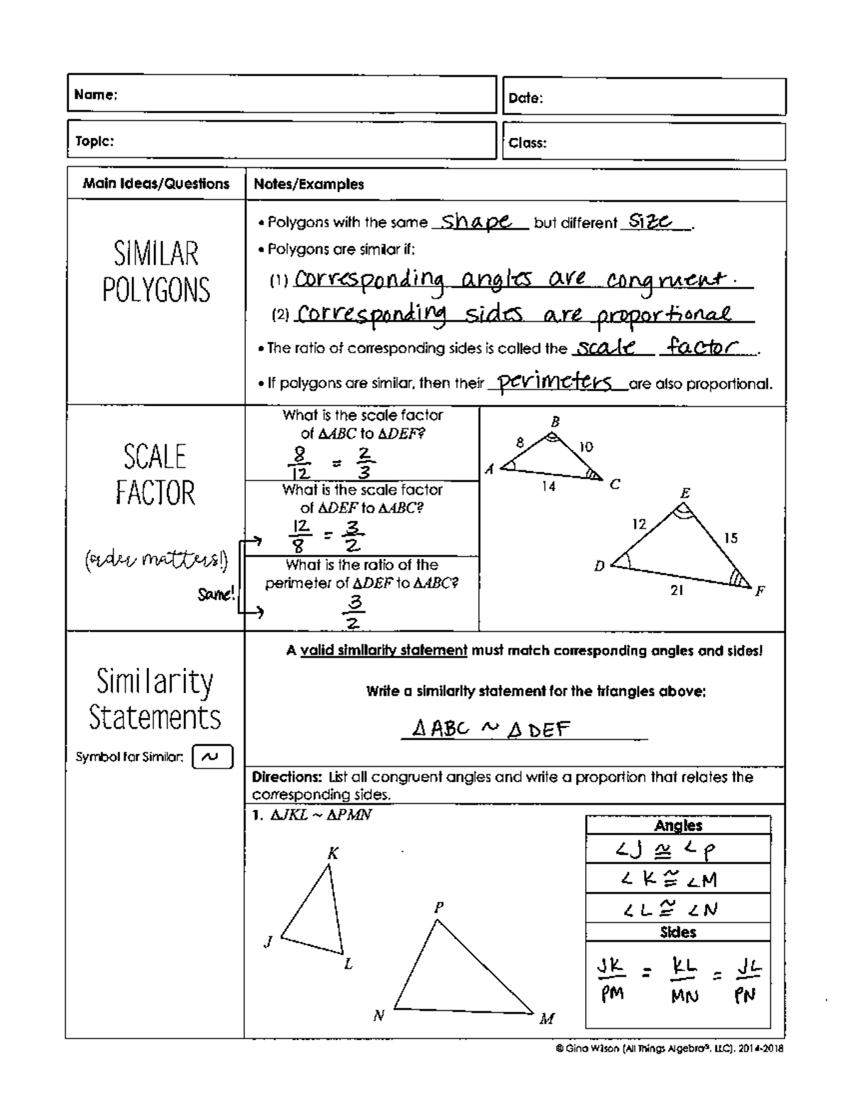 3.2 Similar Polygons Final Exam Notes on Congruency & Proportions - Studocu