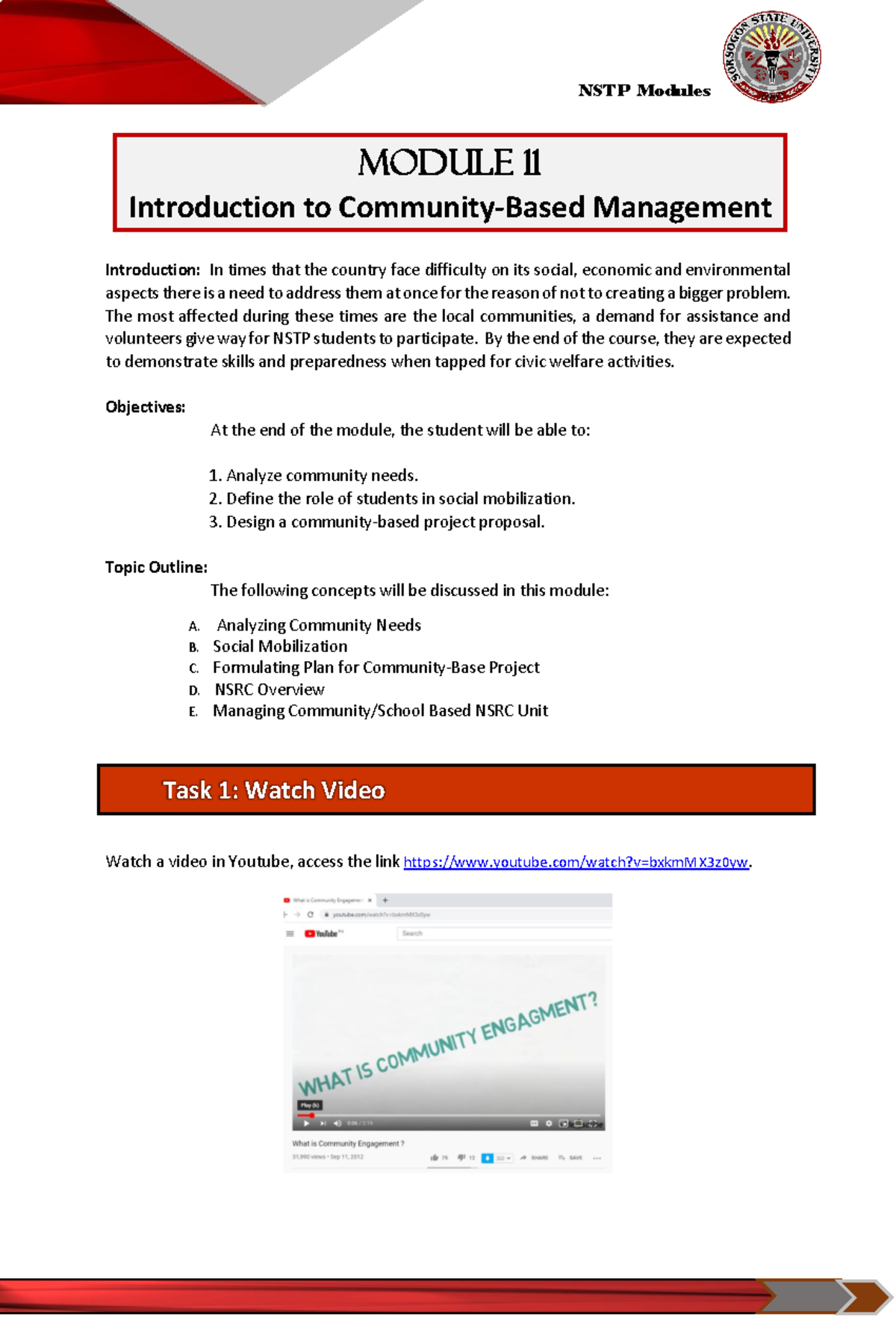 Module 11: Community-Based Management and Needs Assessment Guide - Studocu