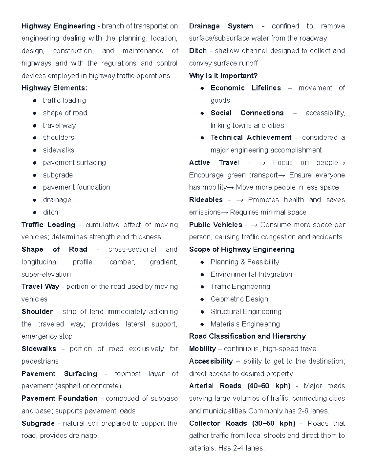Highway Engineering (ENG 101): Drainage Systems and Design Principles ...