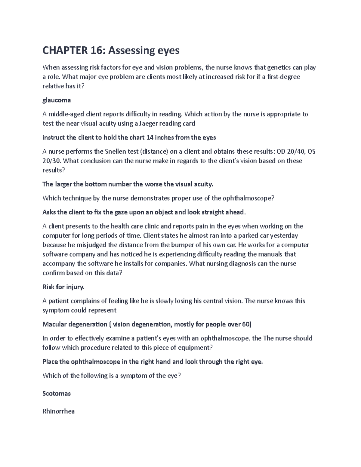 Chapter 16: Comprehensive Eye Assessment and Vision Issues - Studocu