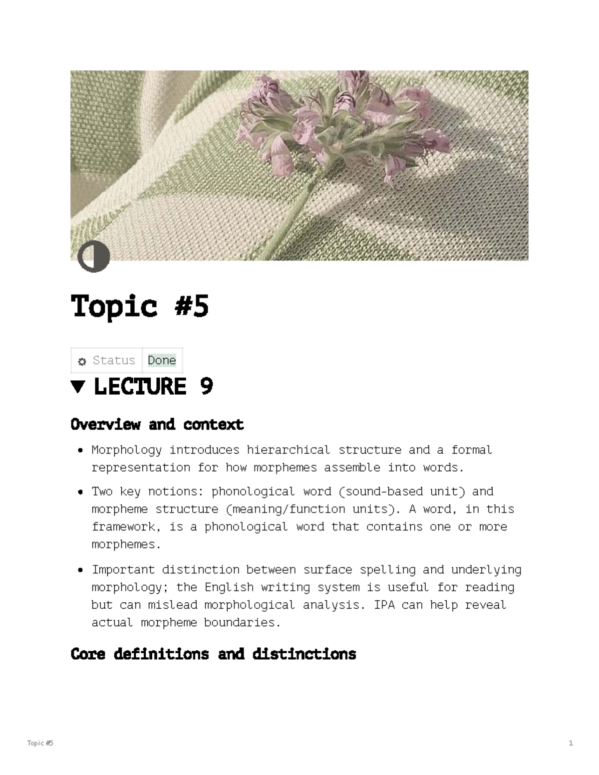 LECTURE 9: Overview of Morphology and Word Structure (ENG 101) - Studocu