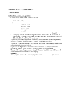 [Solved] List at least 5 models used in operations research ...