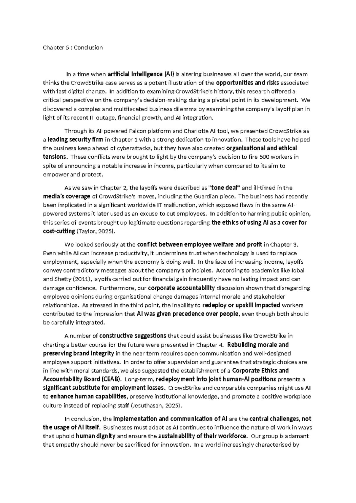 Chapter 5: Conclusion on AI Impact and Ethical Dilemmas in Business ...